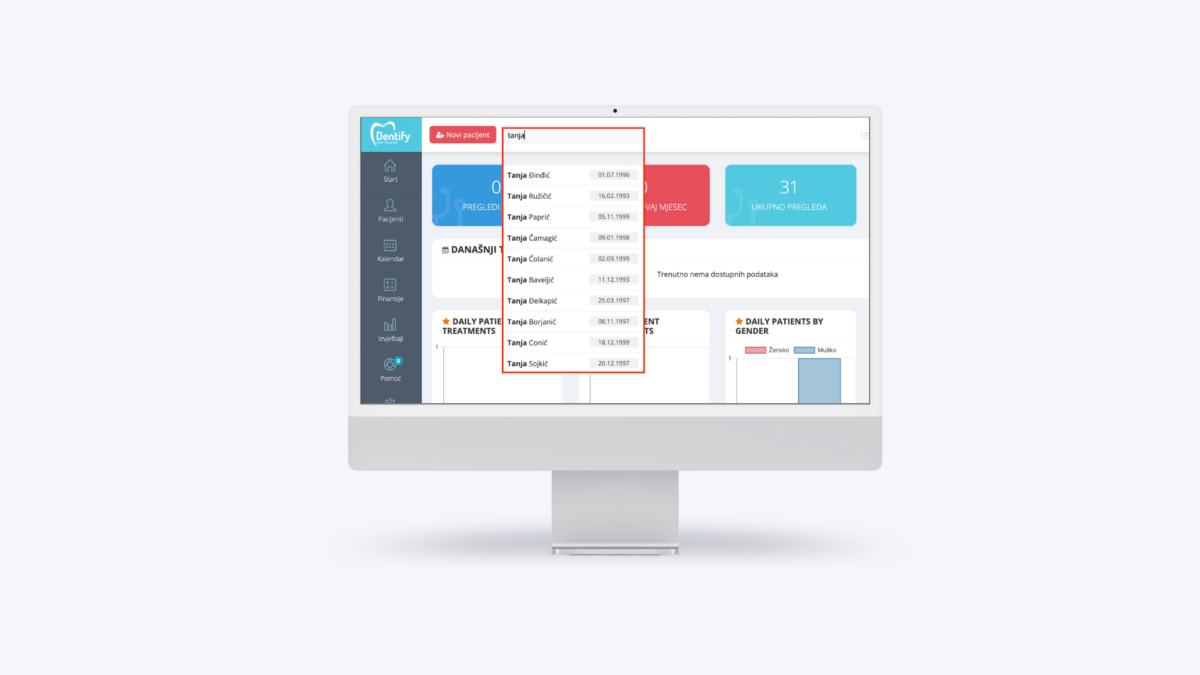 Dentify.io - Program za stomatološke ordinacije - Cloud softver
